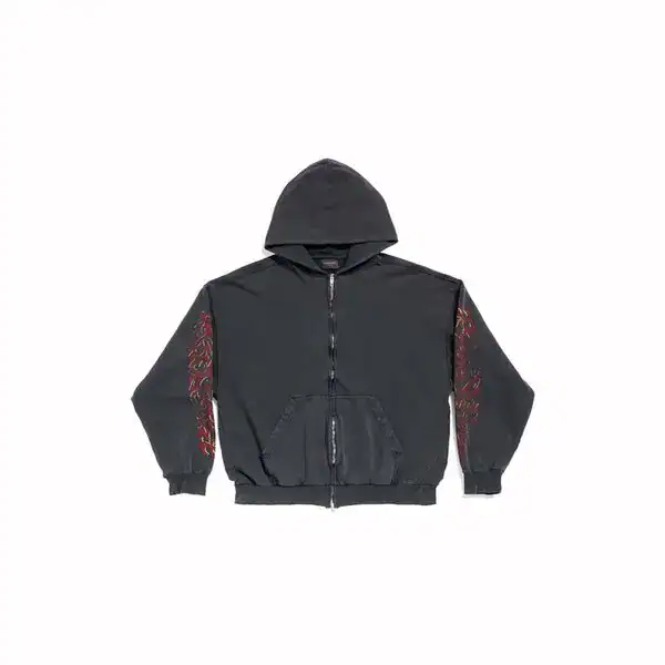 Balenciaga Offshore Zip-up Hoodie - Black Faded | Editorialist